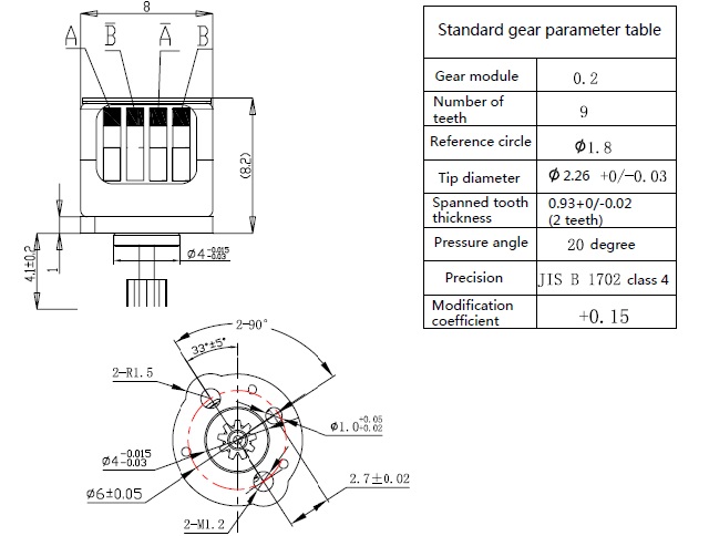 Vic-Tech 2 Phase 4 Wire Stepper Motor , 3.3V DV Stepping Motor 8mm