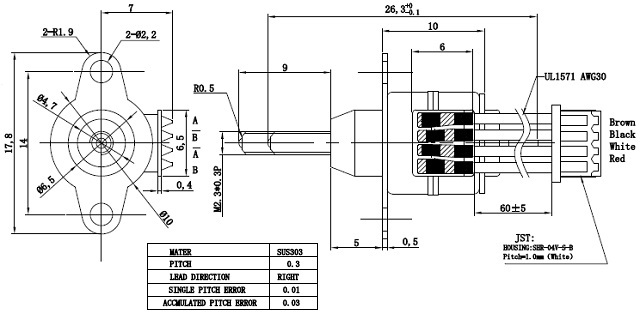 RoHS Micro Linear Motor 5VDC Captive Stepper Motor With Screw Shaft ...